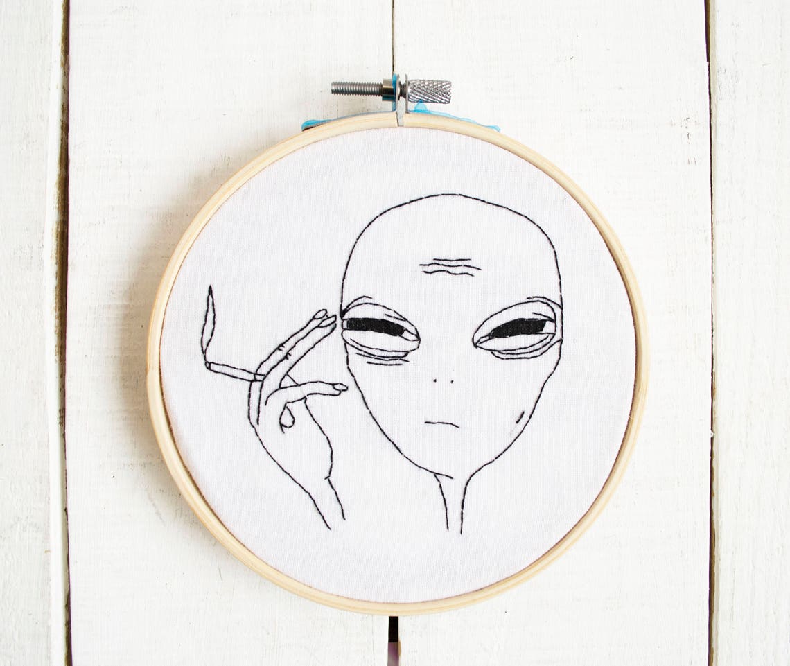 UFO Alien Decor Embroidery Alien Cross Stitch Alien Art Ufo | Etsy