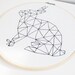 Geometric Rabbit Embroidered Art Hoop Table Home Decor Animal - Etsy