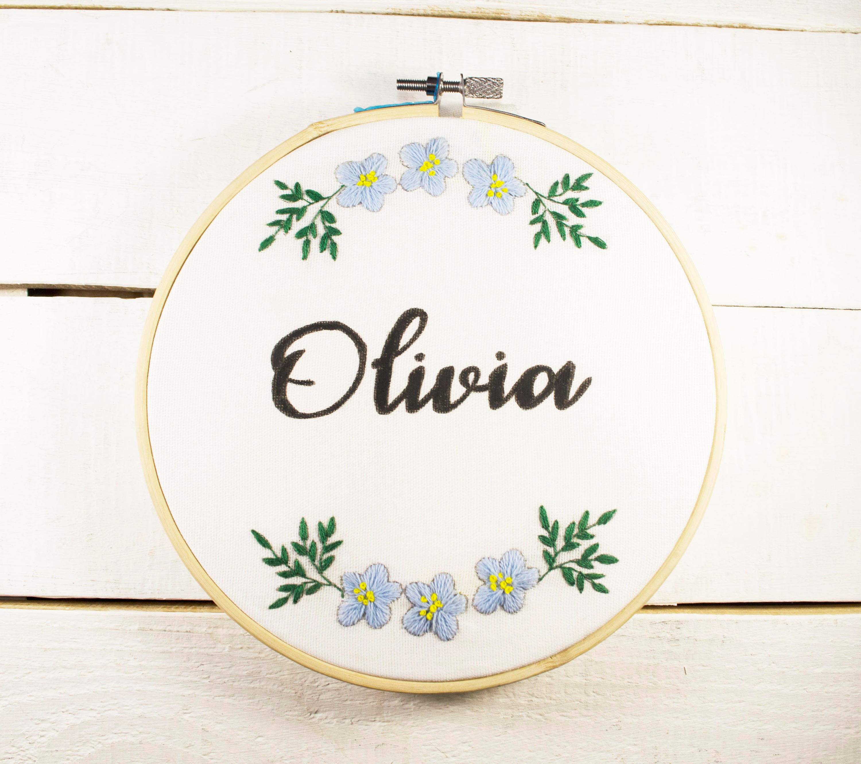 Personalized name embroidery hoop art Flowers embroidery | Etsy