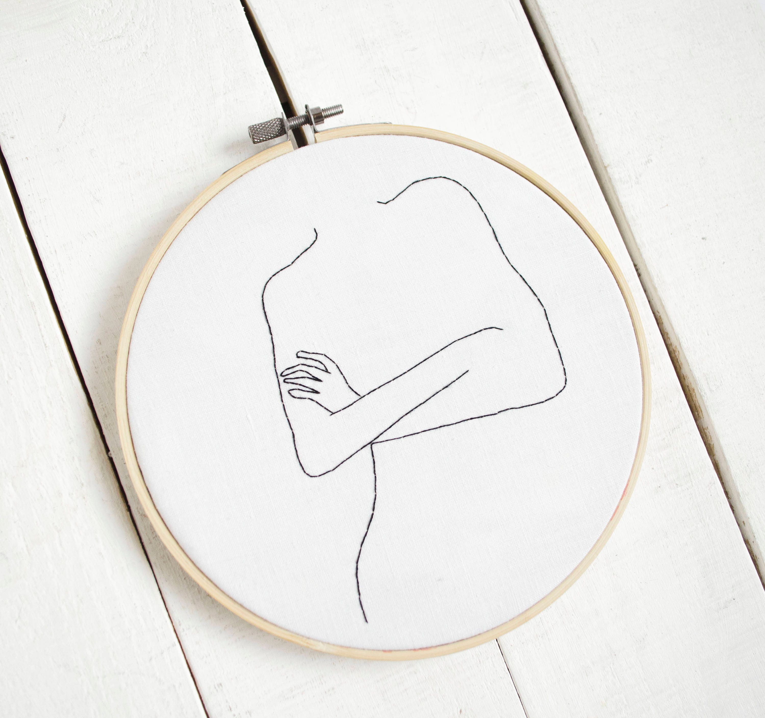 Contemporary Bedroom Decor One Line Drawing Embroidery Hoop - Etsy