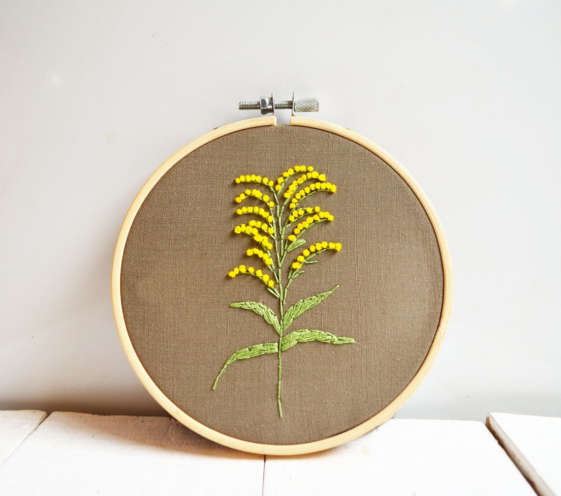 Yellow Flowers Embroidery Hoop Art Floral Hand Stitched Modern - Etsy