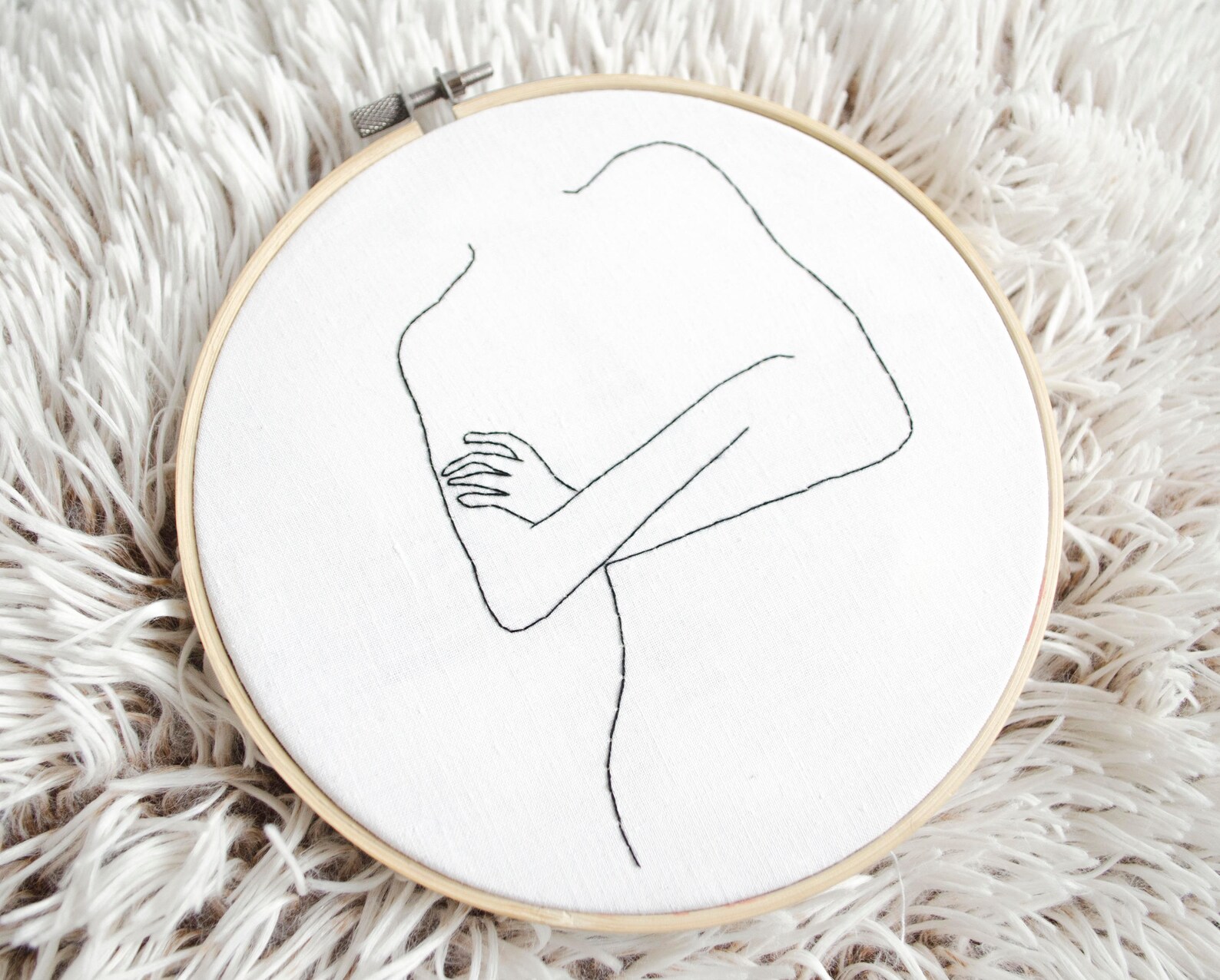 Contemporary Bedroom Decor One Line Drawing Embroidery Hoop - Etsy