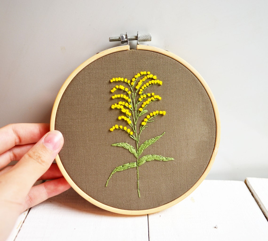 Yellow Flowers Embroidery Hoop Art Floral Hand Stitched Modern - Etsy