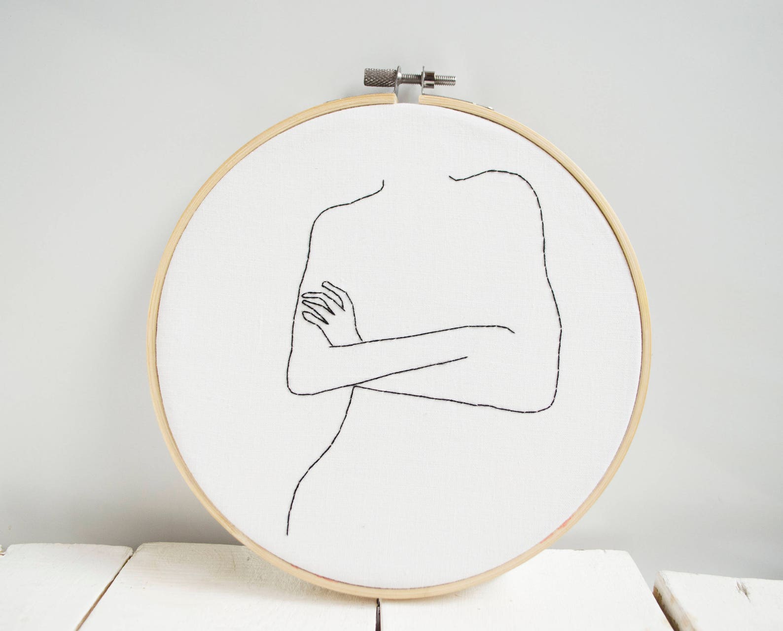 Contemporary Bedroom Decor One Line Drawing Embroidery Hoop - Etsy