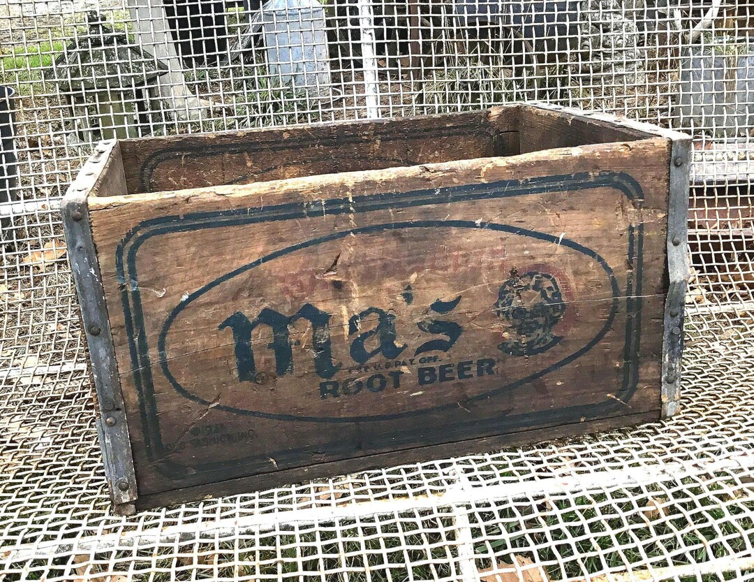 Ma's Root Beer Box 1941 Antique Wood Soda Crate Advertising Collectible ...