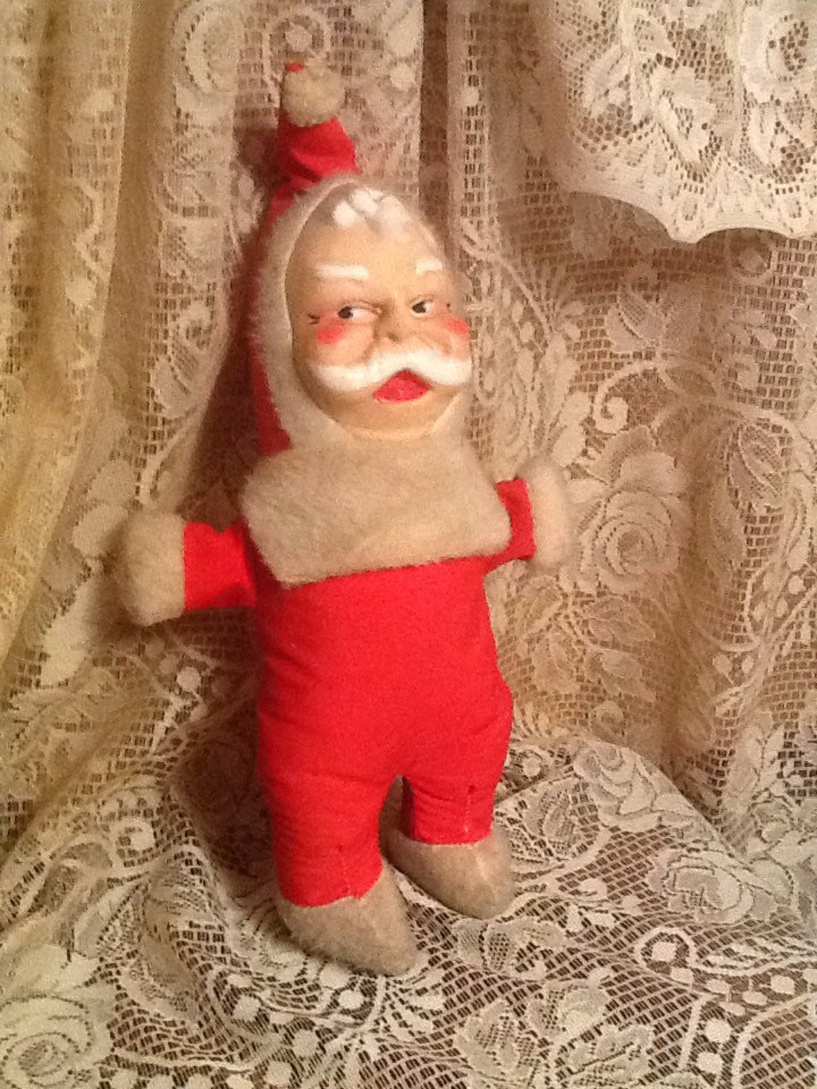 Rushton Santa Doll 1950s W/vinyl Face Retro Christmas Decor - Etsy