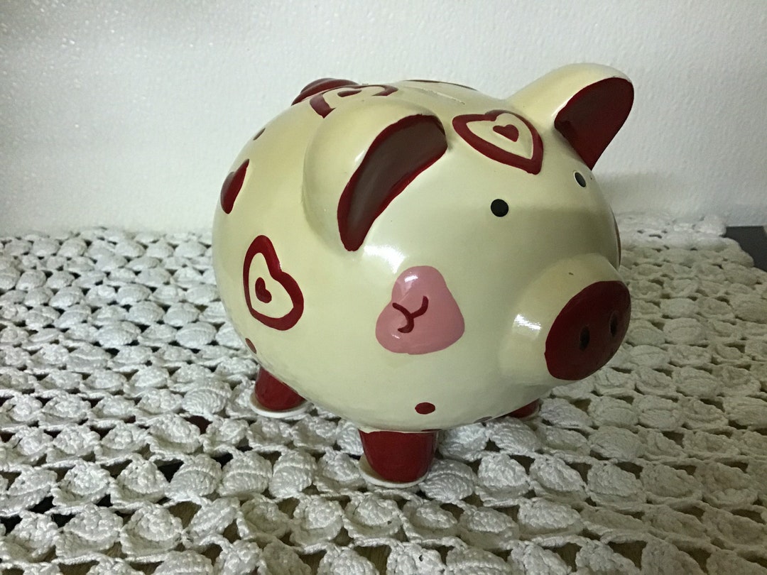 Piggy Bank With Hearts Valentines Day Gift Kitschy Decor - Etsy