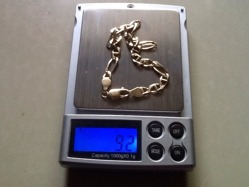 Gucci Figaro Link Bracelet 14k Yellow Gold 9.2 Grams Chunky Unisex 8 ...