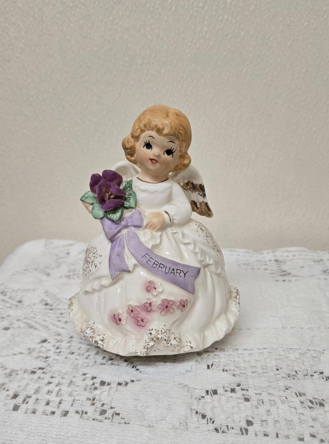 Lefton Musical Angel Figurine February Birthday Girl Music Box - Etsy