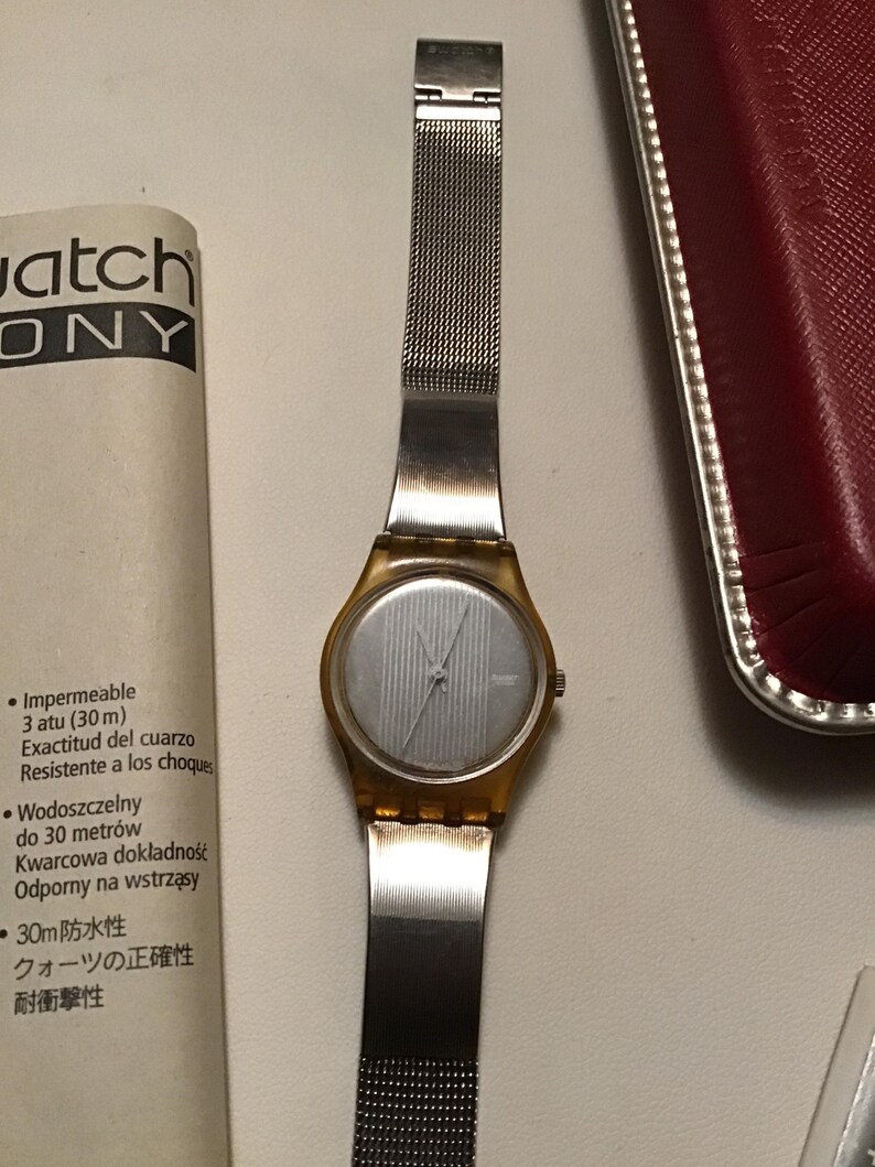 Swatch Irony Watch Aluminum Stainless Steel Mesh Band in Box 1997 Rare ...