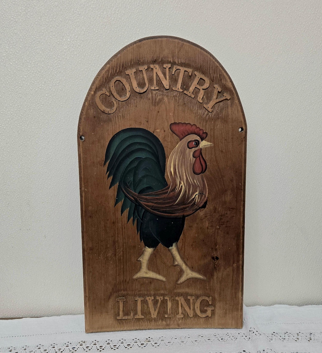 Country Living Wood Sign With Rooster Vintage Farmhouse Wall Decor - Etsy