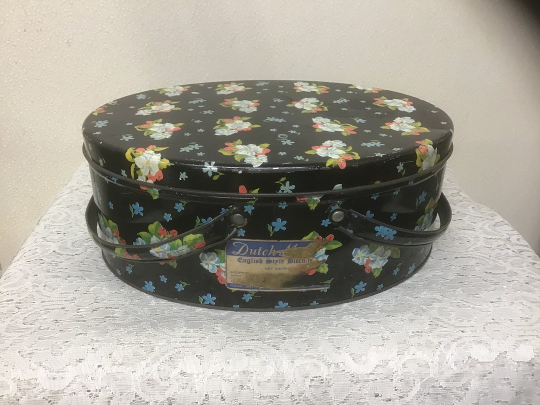 Tin Biscuit Box With Handles Retro Kitchen Decor - Etsy