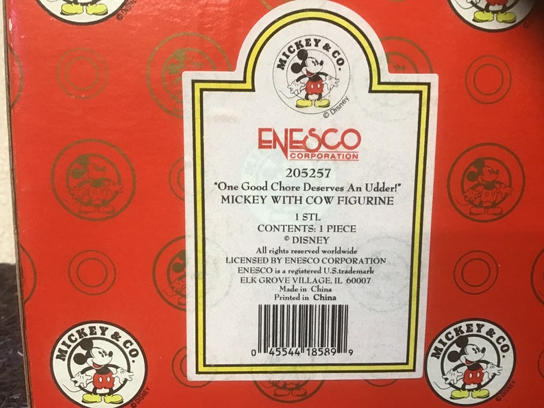 Enesco Mickey Mouse With Cow Figurine One Good Chore Deserves an Utter ...