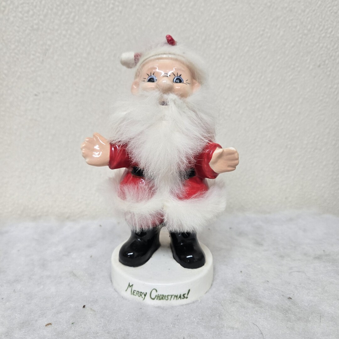 MCM Santa Figurine Blue Eyes Rare! Merry Christmas Base - Etsy