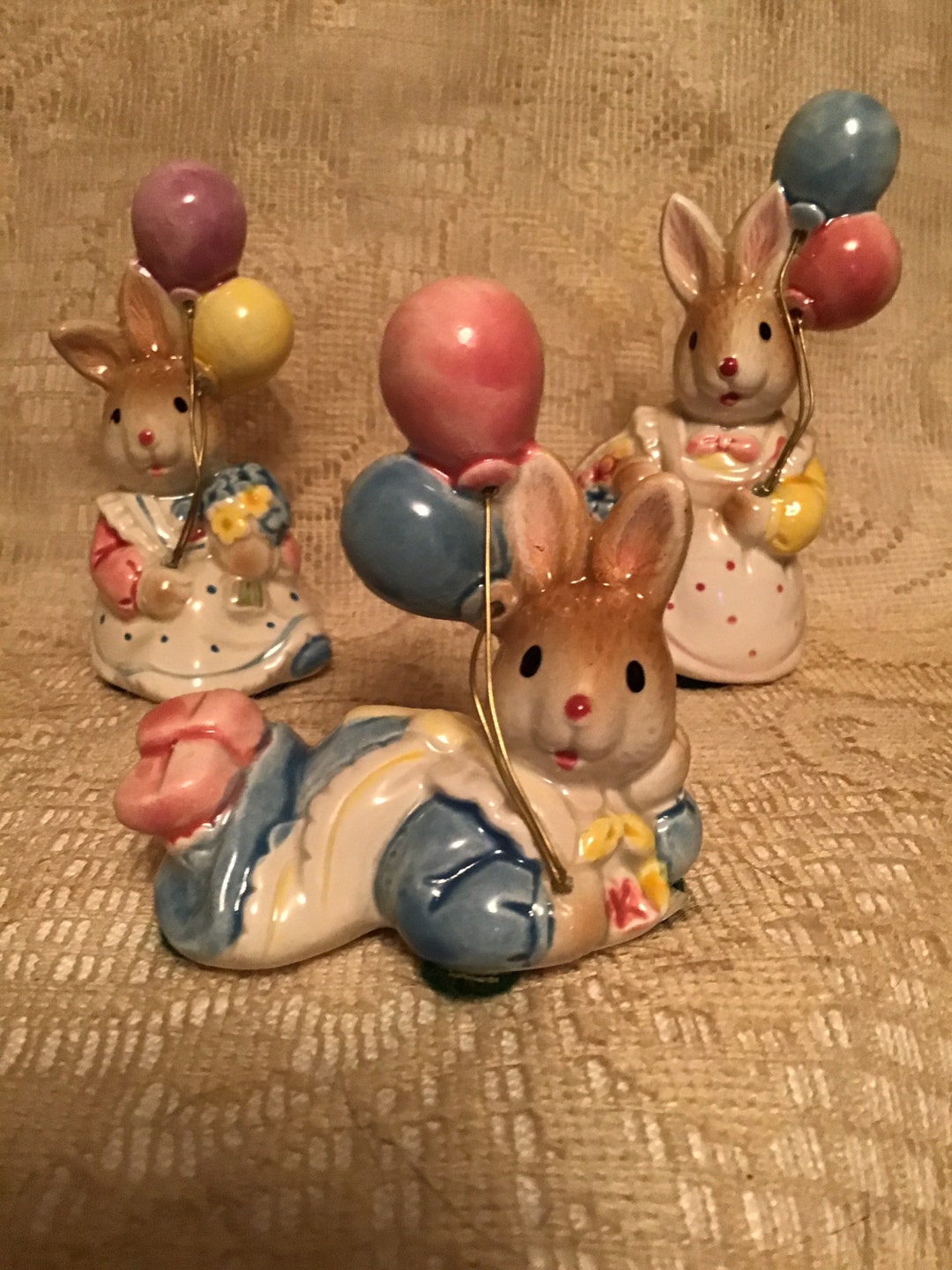 Lefton Balloon Bunnies 1987 Set of 3 Adorable Rabbits - Etsy
