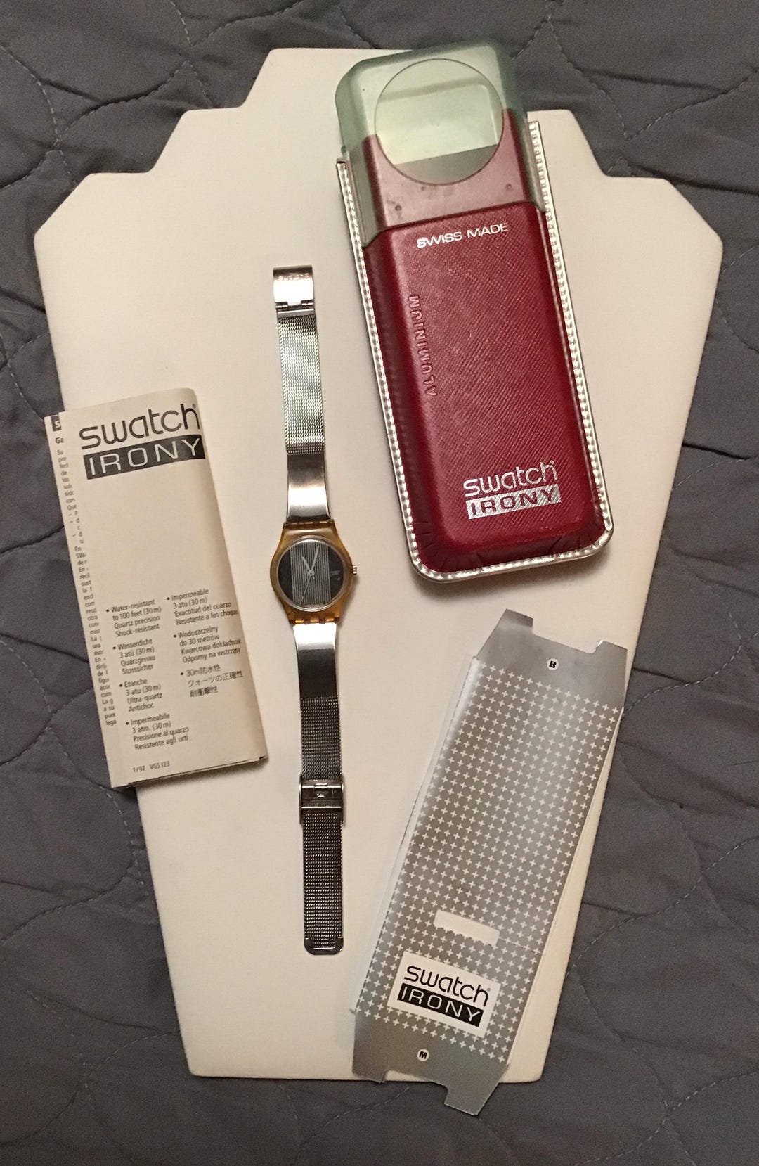 Swatch Irony Watch Aluminum Stainless Steel Mesh Band in Box 1997 Rare ...