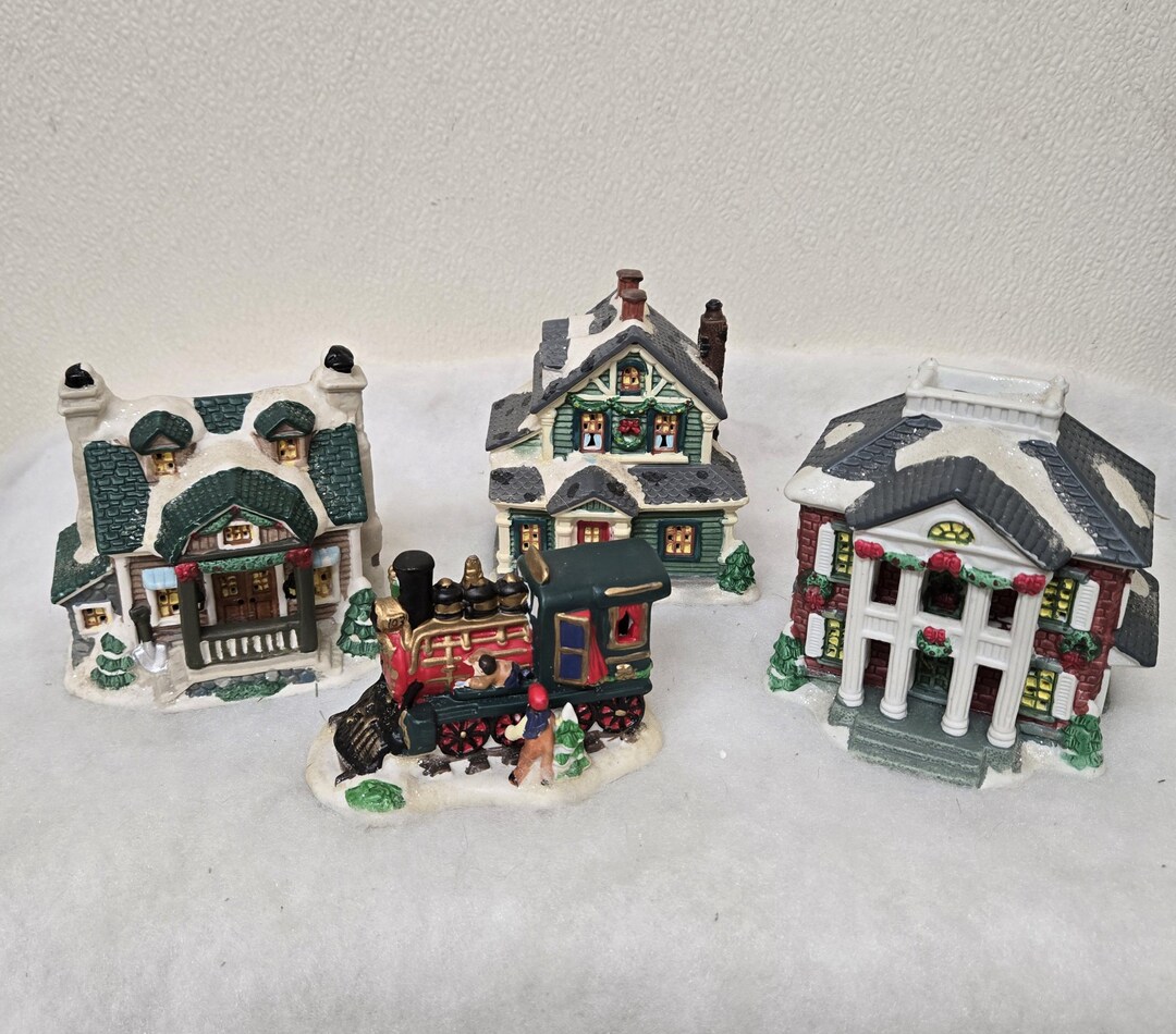 Cobblestone Corners Houses & Train Christmas Village Lot of 4 - Etsy