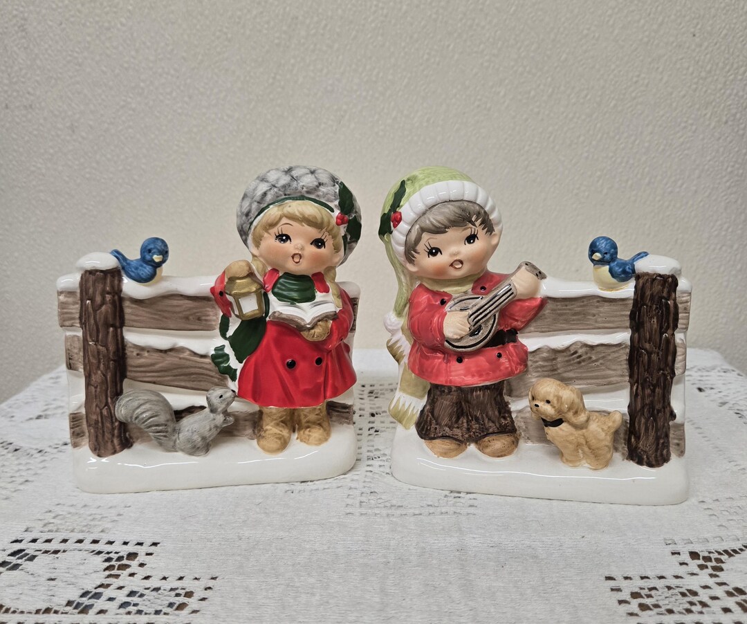 Napco Christmas Planters Boy & Girl Set - Etsy