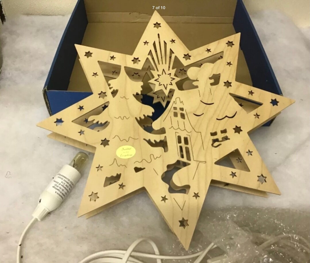 Rare! Wood Star Light Erzgebirge Fensterlicht Germany Vintage Christmas ...