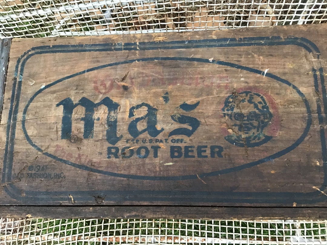 Ma's Root Beer Box 1941 Antique Wood Soda Crate Advertising Collectible ...