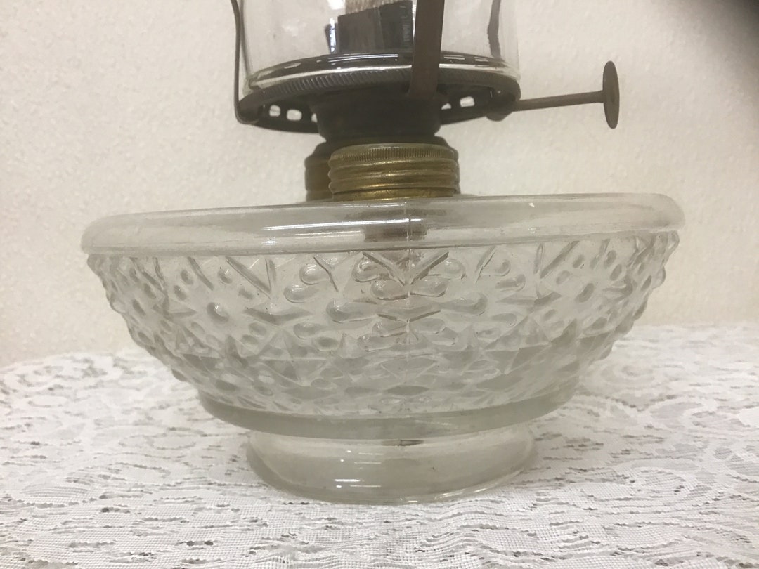 1800's Miller Oil Lamp Frosted Glass Font for Wall Bracket Primitive ...
