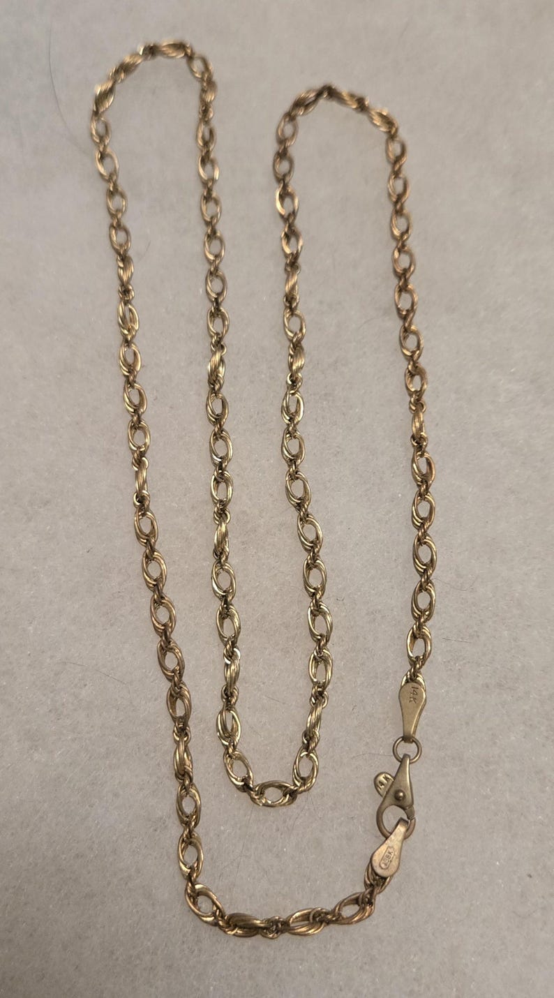 Art Deco 14k Gold Necklace Open Rope Twist 20" - Etsy