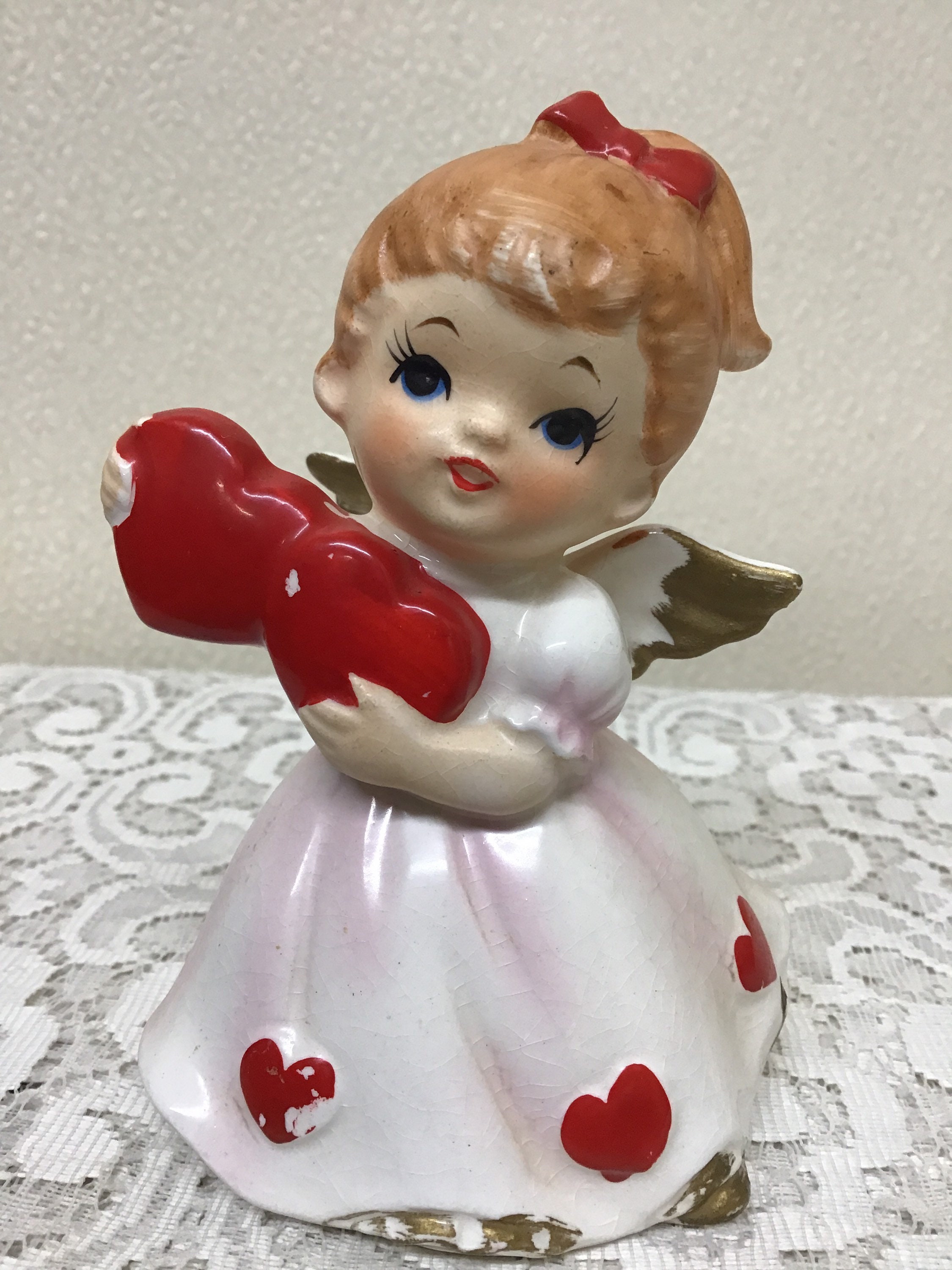 Lefton Angel Girl Valentine's Day Figurine - Etsy