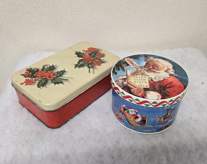 Vintage Christmas Tins Retro Kitchen Decor - Etsy