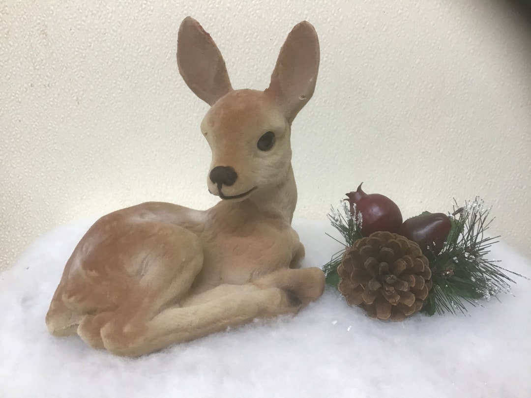 Flocked Deer Fawn Large Vintage Christmas Decor - Etsy