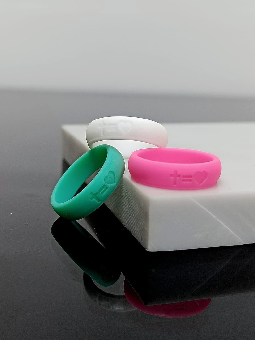 Set of 6 Pcs Cross Equals Heart Silicone Ring - Etsy