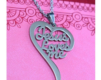 Jesus Loves Me Vintage Style Christian Pendant Necklace - Etsy