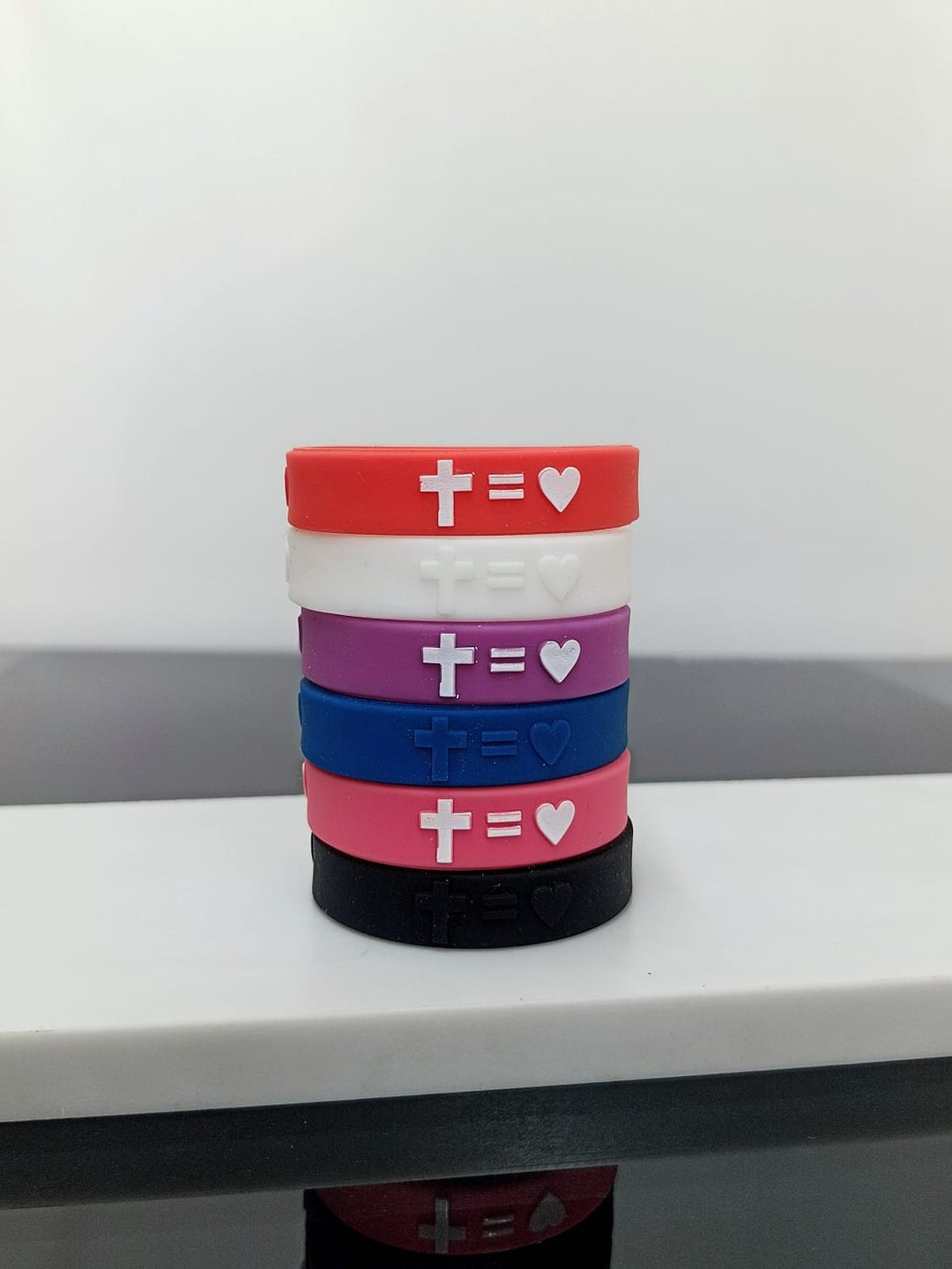 Set of 12 Pcs Cross Equals Heart Silicone Bracelet 16cm - Etsy