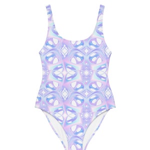 One-piece Swimsuit - Trippy Opal Holographic Print - Cheeky Fit Bathing ...