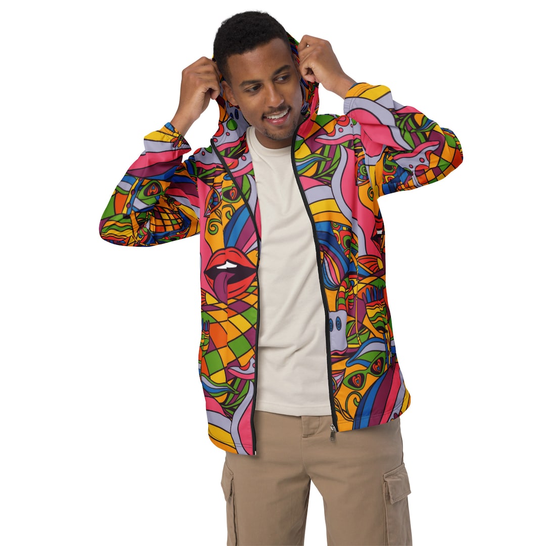 Men’s Windbreaker - Psychedelic 70's - Trippy Hippy Stoner - EDM Rave ...