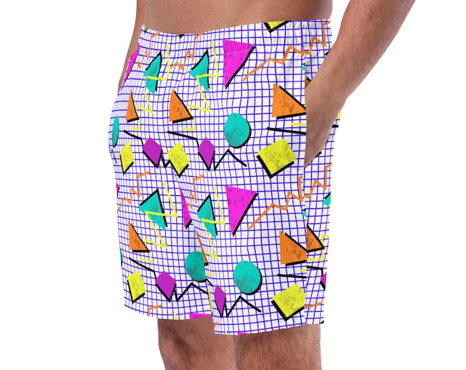 Vintage 80s Swim Shorts Swim Trunks W Day Glow Colors - Etsy