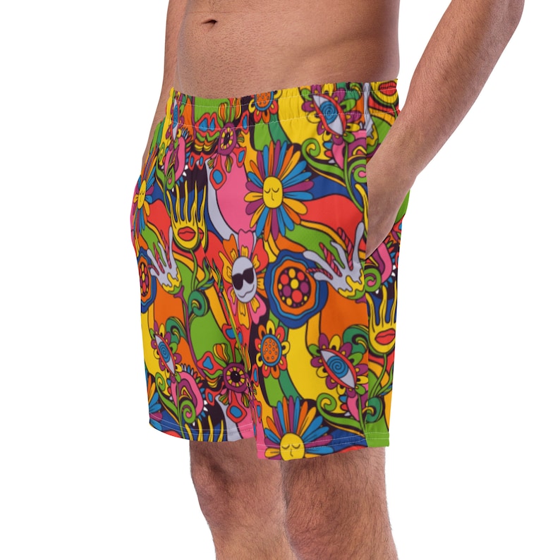 Men's Swim Trunks Trippy Summer Design Psychedelia / Y2K Colorful ...