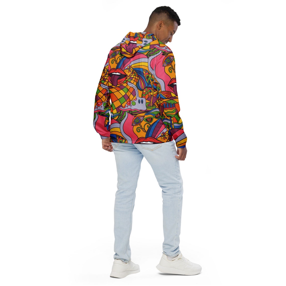 Men’s Windbreaker - Psychedelic 70's - Trippy Hippy Stoner - EDM Rave ...