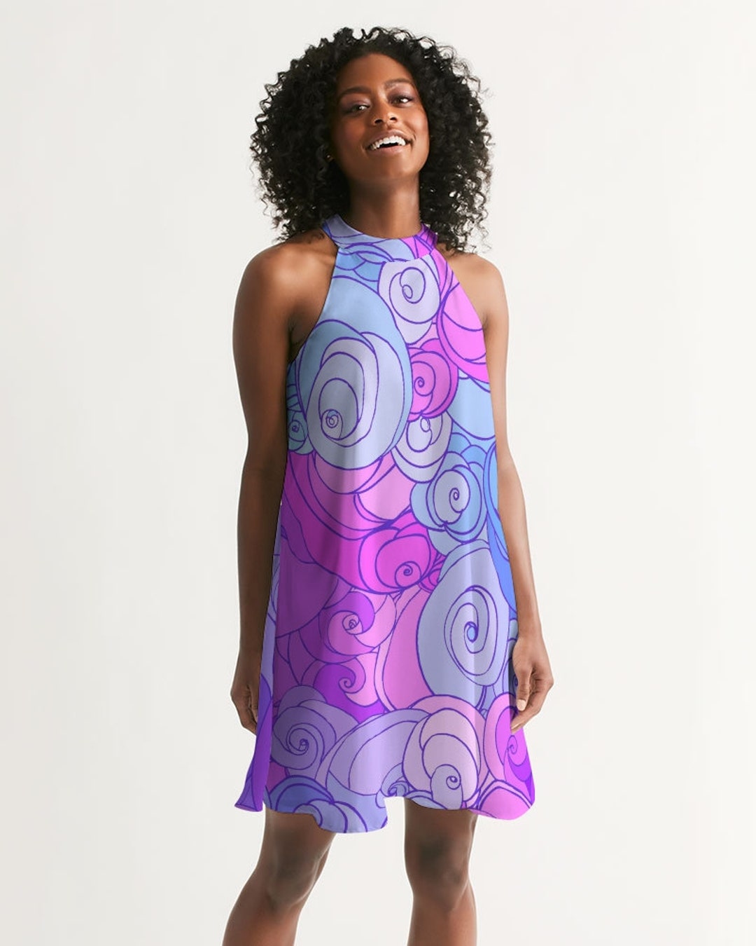Women's Halter Dress - Hippy Trippy -psychedelic Swirl - Party Festival ...