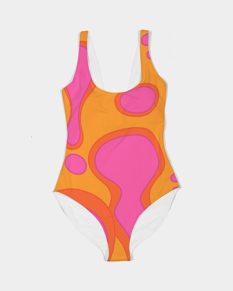 Women's One-piece Swimsuit - 70's Lava Lamp Print - Colorful Bathing ...