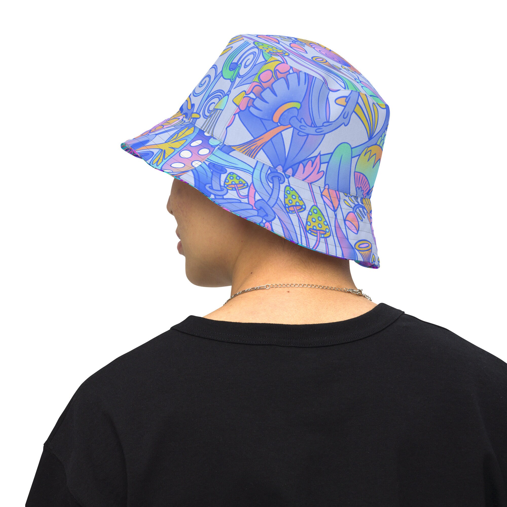 Reversible Bucket Hat Raver Fashion Trippy Psychedelic Mushrooms 90's ...