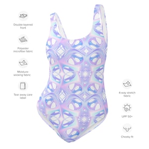 One-piece Swimsuit - Trippy Opal Holographic Print - Cheeky Fit Bathing ...