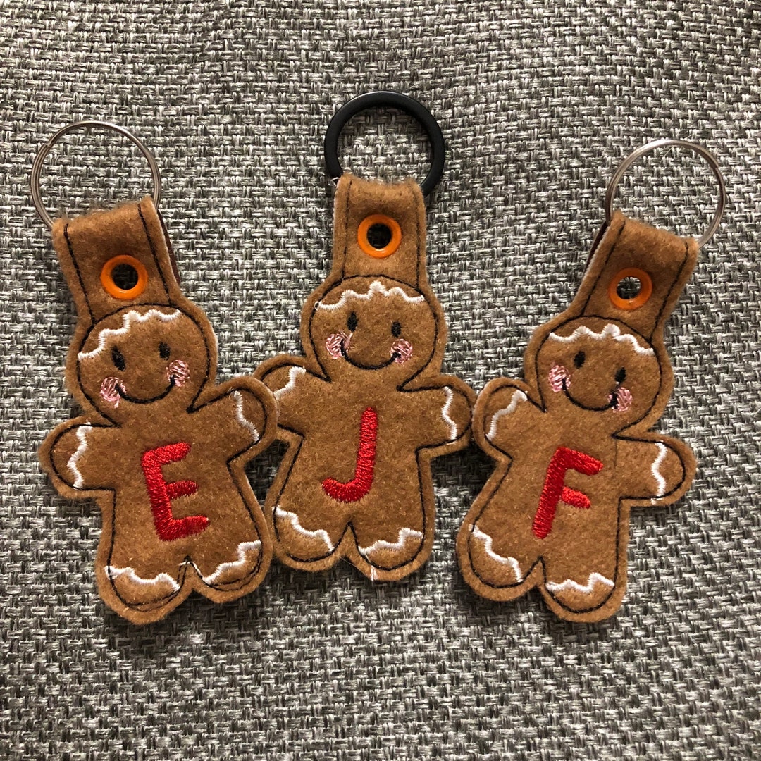 Gingerbread Man Key Fob,gingerbread Bag Charms, Initial Key Fob, Cute ...