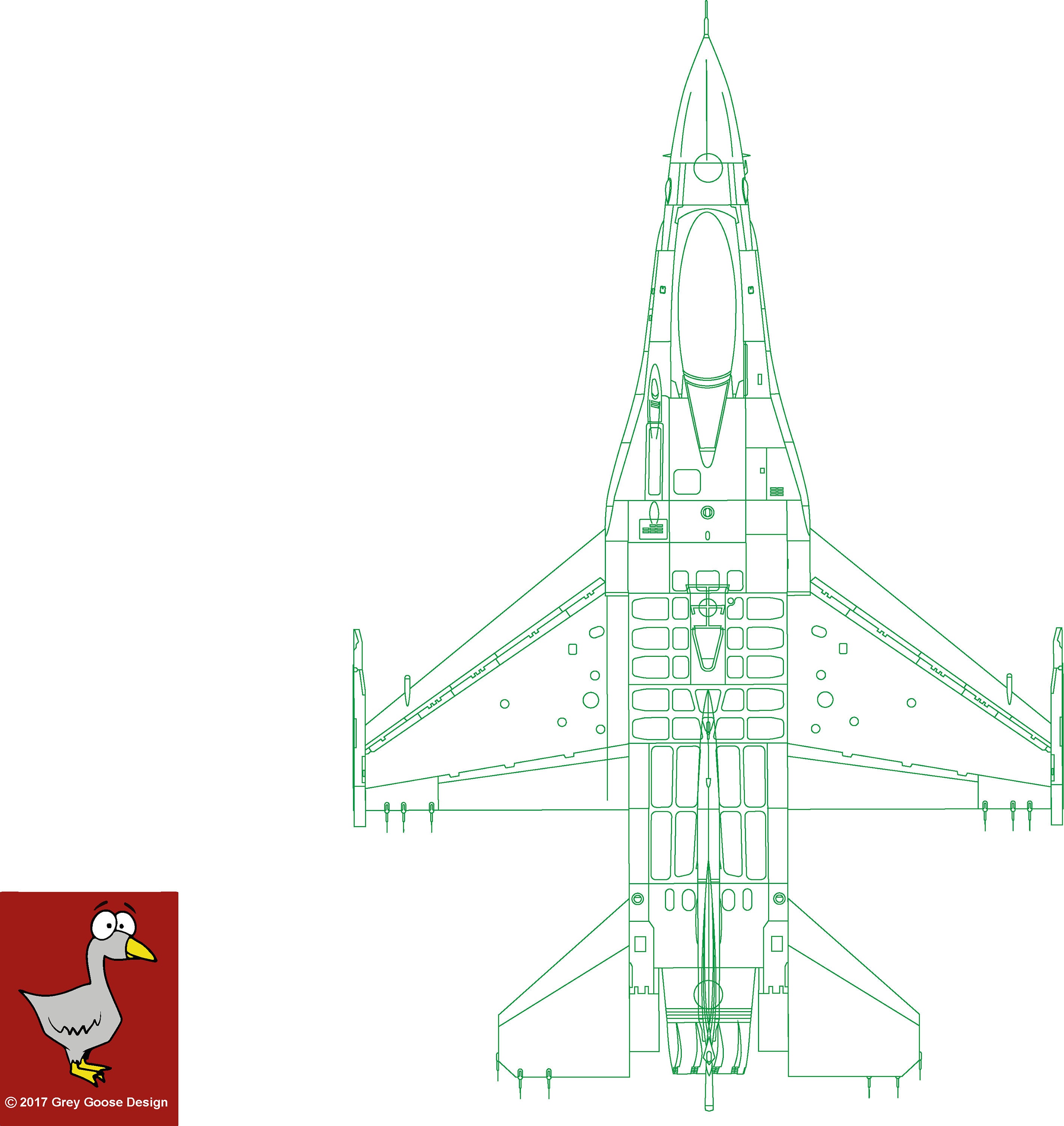 F16 Fighting Falcon Detailed Plan View Vector Image Aviation | Etsy