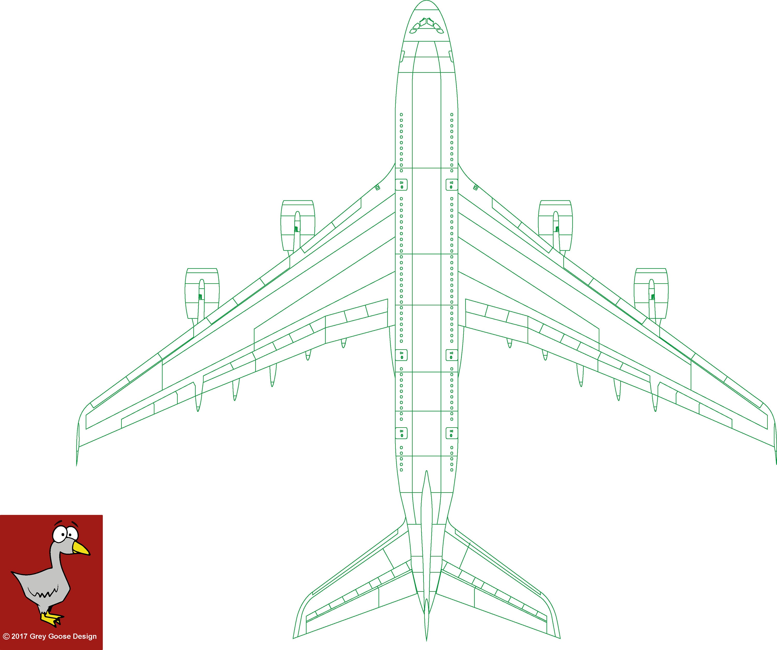 Airbus A380 Detailed Plan View Vector Image Aviation Super | Etsy