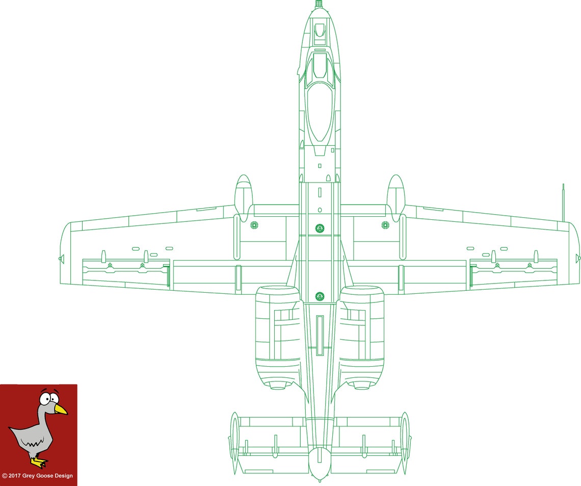 A-10 Thunderbolt II Detailed Plan View Vector Image Military | Etsy