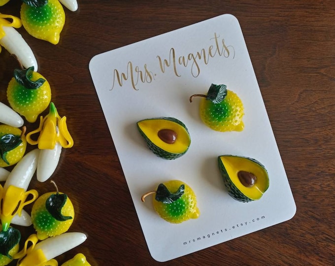 Avocado/lemon Magnets - Set of 4 - Fridge Magnets - Decorative Magnets ...