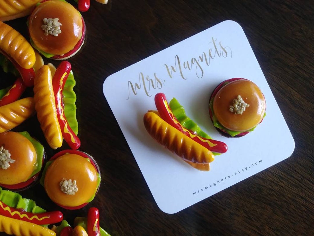 Hotdog/hamburger Magnets Set of 2 Fridge Magnets Decorative Magnets ...