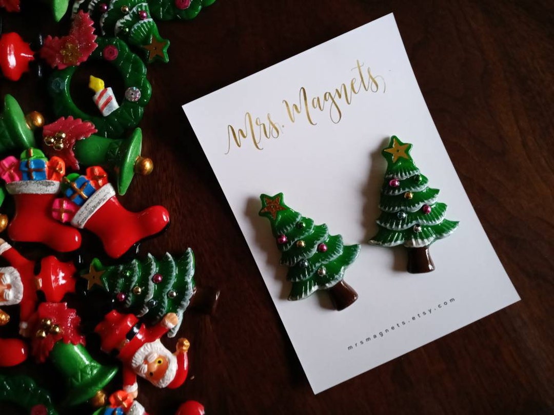 Christmas Tree Magnets Set of 2 Fridge Magnets-decorative Magnets-cute ...