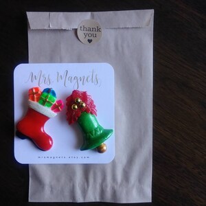 Santa's Boot/bell Magnets Set of 2 Fridge Magnets-decorative Magnets ...