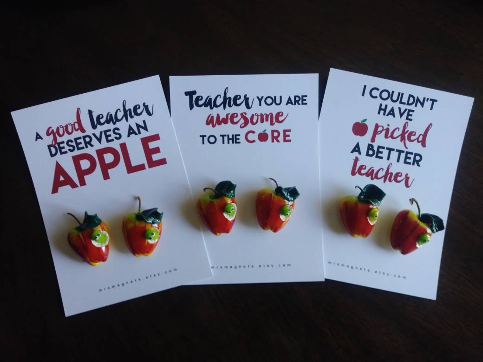 Teacher's Day Apple Magnets Set of 2 Fridge Magnets | Etsy